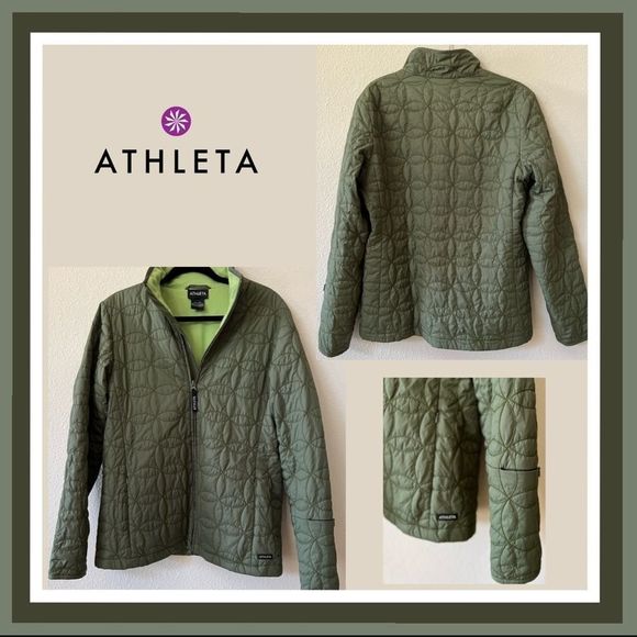 Athleta | Jackets & Coats | Athleta Quilted Fleece Linedgreenjacket W ...